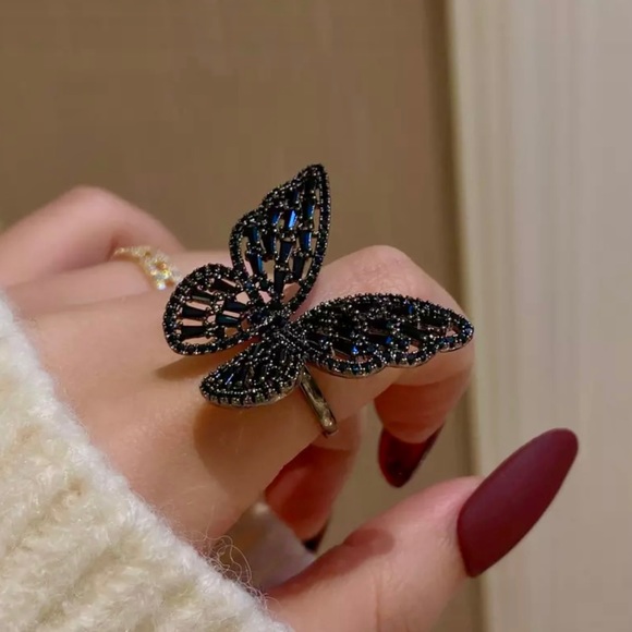 Pretty Things | Jewelry | Iced Out Black Diamond 3d Butterfly Statement ...